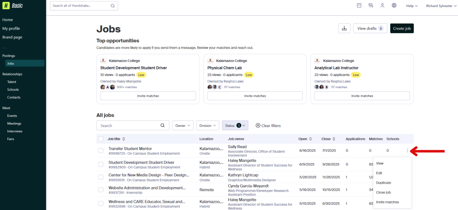 How to reopen or duplicate a job post in Handshake (for on-campus ...